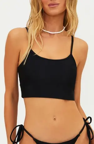 Beach Riot Elara Rib Bikini Top - Black