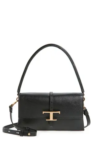 TOD'S Mini T Timeless Leather Shoulder Bag Nero