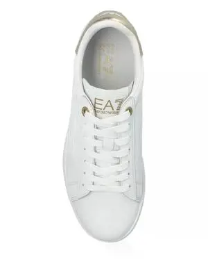 EA7 Logo-embossed Leather Sneakers - White