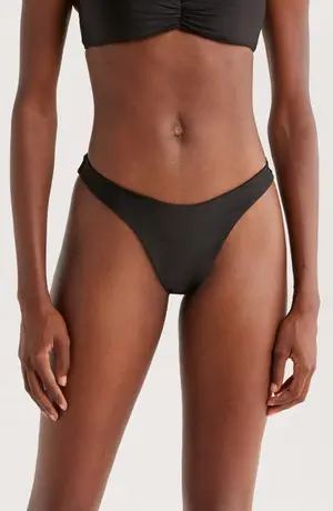 KULANI KINIS Gathered Deep V-cut Bikini Bottoms - Twilight Black