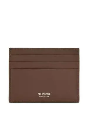 FERRAGAMO Leather Card Holder - Brown