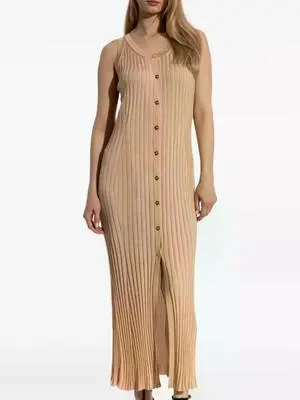 Versace Ribbed Midi Dress - Neutrals