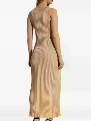Versace Ribbed Midi Dress - Neutrals