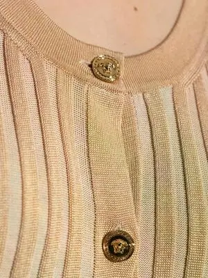 Versace Ribbed Midi Dress - Neutrals