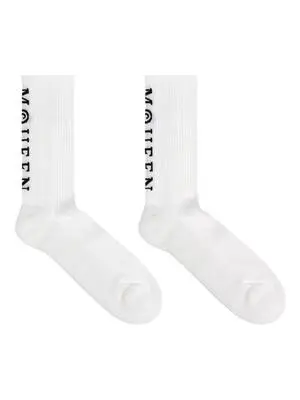 Alexander McQueen Ribbed Logo Socks - White