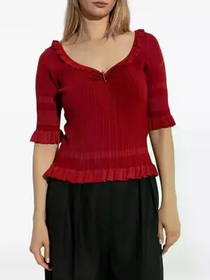 Versace Frill-trimmed Ribbed Top