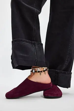 Jeffrey Campbell At The Door Suede Mules - Dark Wine Suede
