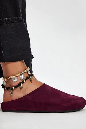 Jeffrey Campbell At The Door Suede Mules - Dark Wine Suede