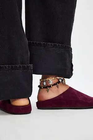 Jeffrey Campbell At The Door Suede Mules - Dark Wine Suede