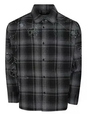 NAHMIAS Rhinestone-embellished Plaid Shirt - Black