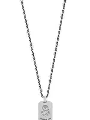 Alexander McQueen Engraved Logo Necklace - Silver