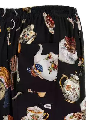 Moschino Tea Time-print Trousers - Black