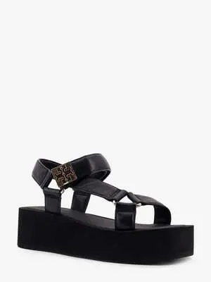 Tory Burch Mellow Leather Wedge Sandals - Black