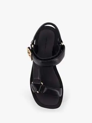 Tory Burch Mellow Leather Wedge Sandals - Black
