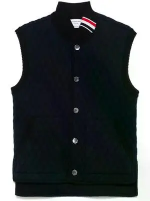 Thom Browne Rwb Stripe-detail Quilted Vest - Blue