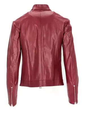 LA ROSE Zip-up Leather Jacket - Red