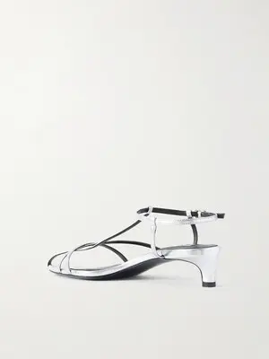 JIL SANDER Metallic Leather Strappy Kitten Heel Sandals