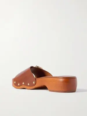 Chloé Jeannette Embellished Leather Mules - Brown