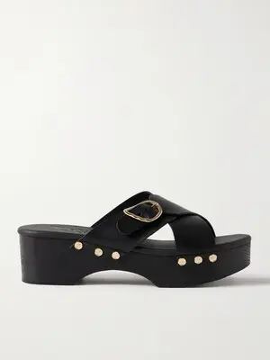 ANCIENT GREEK SANDALS Marilisa Sabot Buckled Platform Sandals - Black