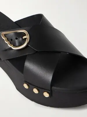ANCIENT GREEK SANDALS Marilisa Sabot Buckled Platform Sandals - Black