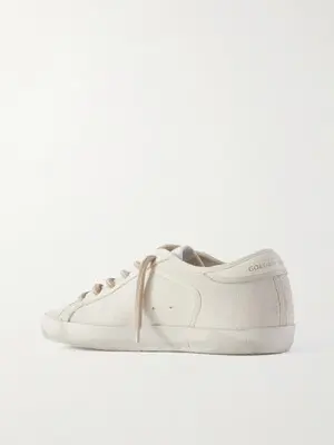 GOLDEN GOOSE Super-star Leather-trimmed Bead-embellished Canvas Sneakers - Neutrals