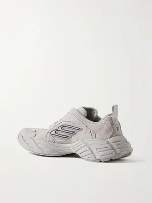 Balenciaga Monday Rubber-trimmed Leather Sneakers - Gray