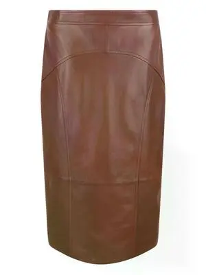 Max Mara Panelled Leather Midi Skirt