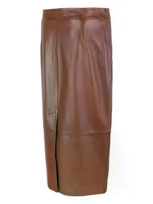 Max Mara Panelled Leather Midi Skirt