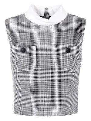 SELF-PORTRAIT Checked Cropped Vest