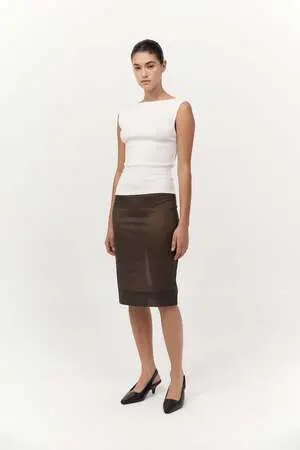 ST AGNI Sheer Knee-length Skirt