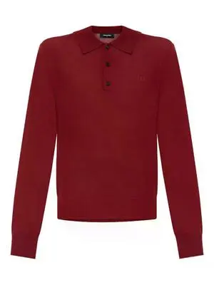 Dsquared2 Long-sleeve Polo Top With Embroidered Logo