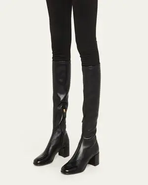 Prada Nappa Stretch Leather Knee-high Boots - Nero