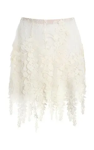 Oscar De La Renta Appliquéd Lace Mini Skirt - Ivory