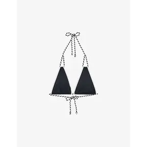REISS Effie Twist-strap Triangle Bikini Top - Navy White