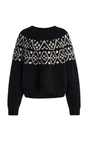 NILI LOTAN Chrissy Fair Isle Cashmere Sweater - Black