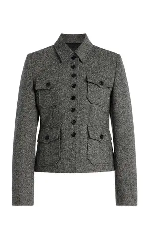 NILI LOTAN Jamison Donegal Wool Jacket - Black