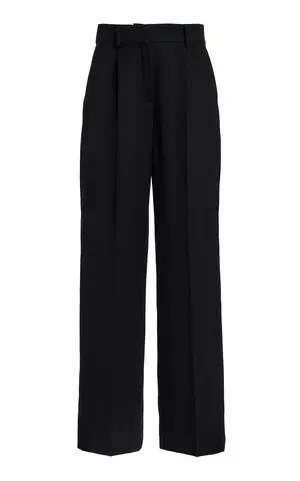 Oscar De La Renta Wool-blend Wide-leg Pants - Black
