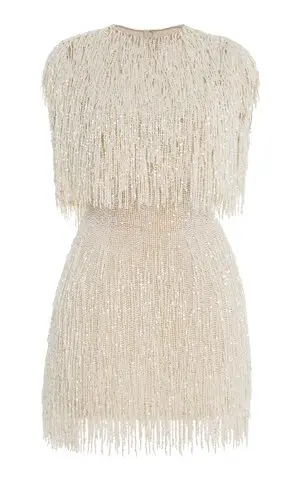 Ivory Embellished Mini Cocktail Dress