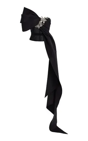 Oscar De La Renta Bow-detailed Faille Corset Top - Black