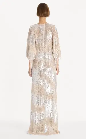 Oscar De La Renta Sequined Gown