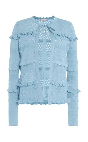 OSCAR DE LA RENTA Mixed-Stitch Silk-Cotton Cardigan