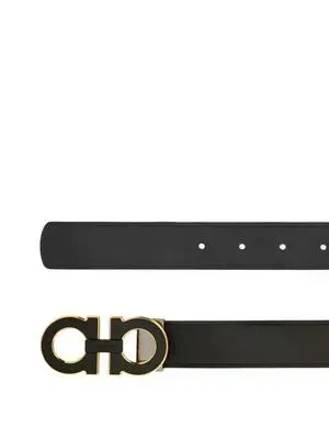 FERRAGAMO Gancini Leather Belt - Black