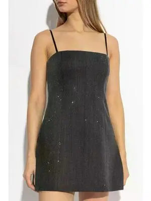 Alexander Wang Crystal-embellished Wool Mini Dress - Black