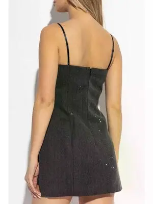 Alexander Wang Crystal-embellished Wool Mini Dress - Black