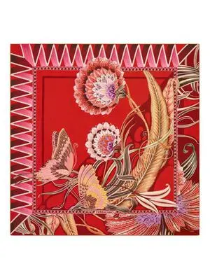 FERRAGAMO Graphic-print Silk Scarf - Red