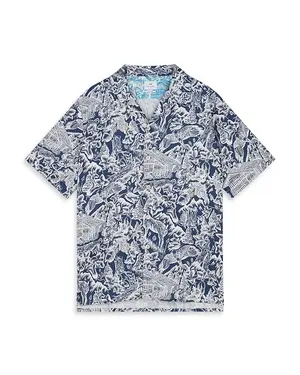 Paul Smith Printed Short Sleeve Camp Shirt - Dark Navy