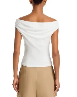 Aqua Off-the-shoulder Jersey Top - Off White