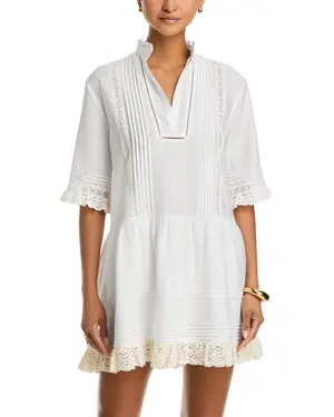 Aqua Cotton Mini Dress