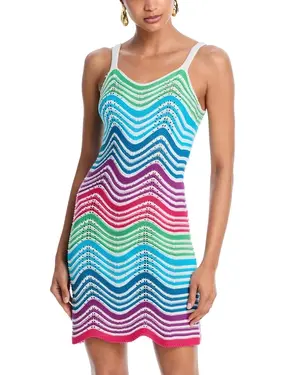 Aqua Scallop Hem Crochet Tank Dress
