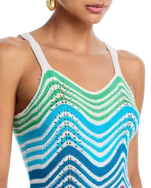 Aqua Scallop Hem Crochet Tank Dress